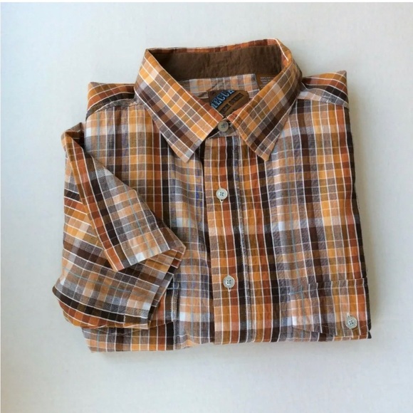 mecca | Shirts | Mecca Mens Shirt Button Down Ss Large Brown Orange Tan ...